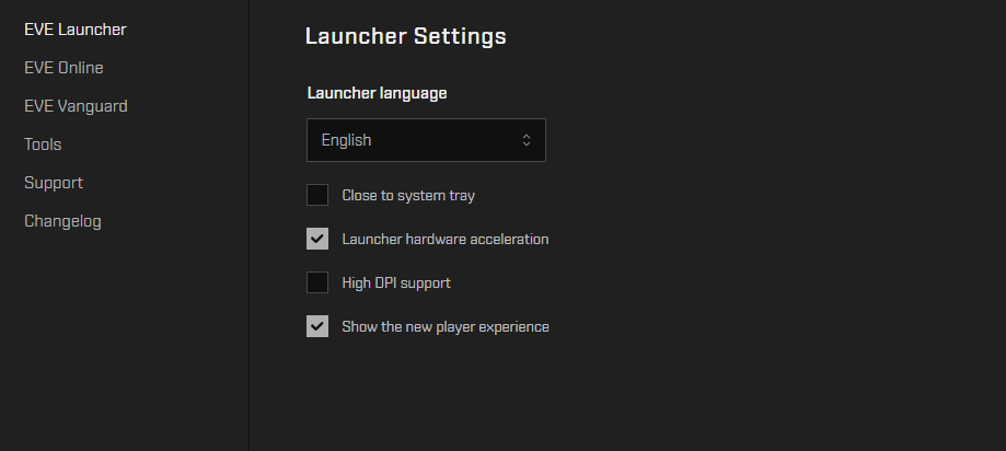 EVE Online and Vanguard Launcher – Vanguard